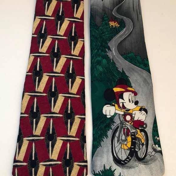 Disney | Accessories | 2 Mickey Mouse Walt Disney Ties Geometric ...